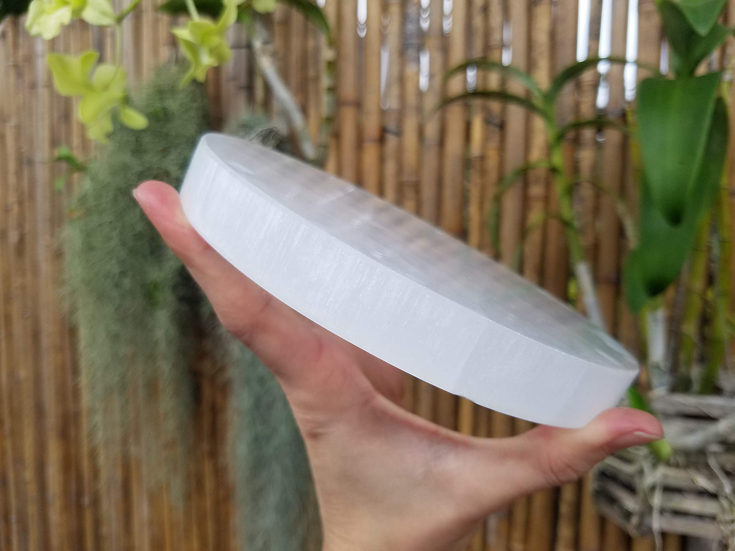 Om Zone Selenite Charging Plate for Cleansing Crystals & Healing Stones, Meditation, Reiki, Protection Crystals, Spiritual Gift (1, 4β x 6β Rectangle)