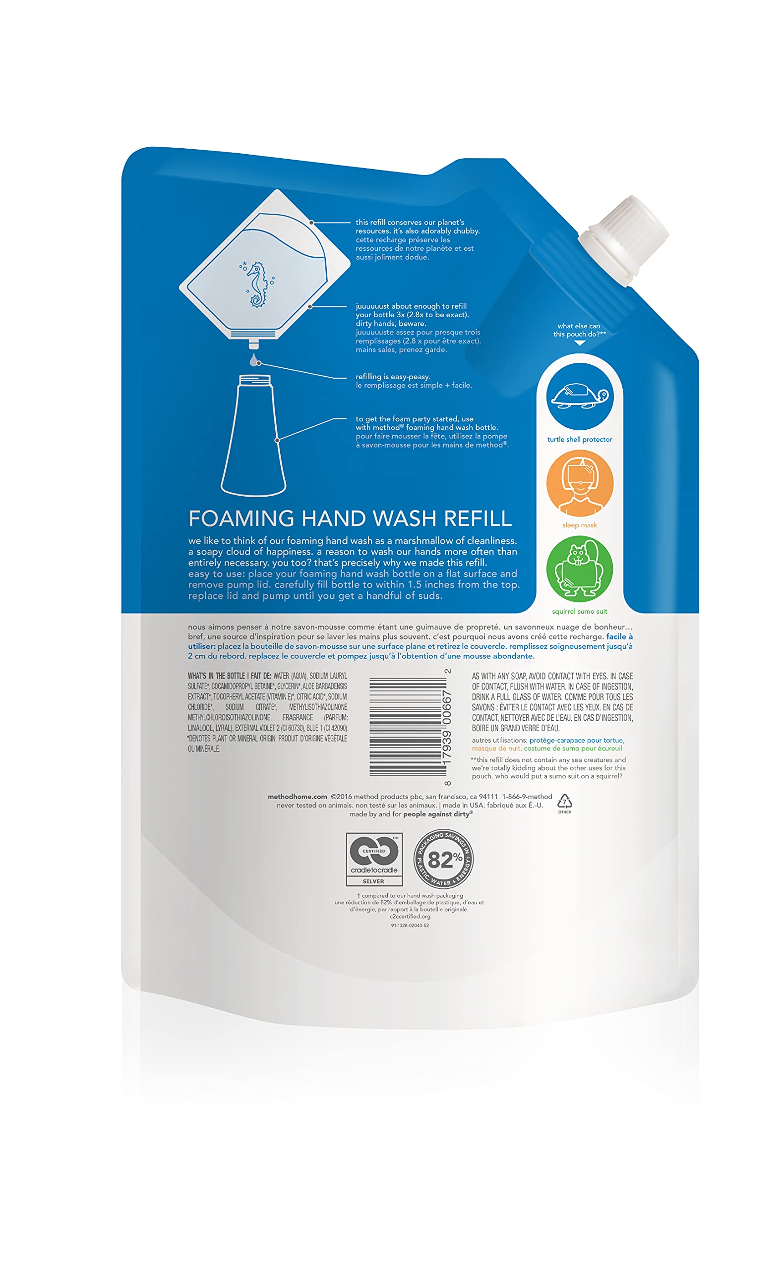 Method Foaming Hand Wash Refill Pouch, Sea Minerals, 28 Fl Oz (Pack of 3)