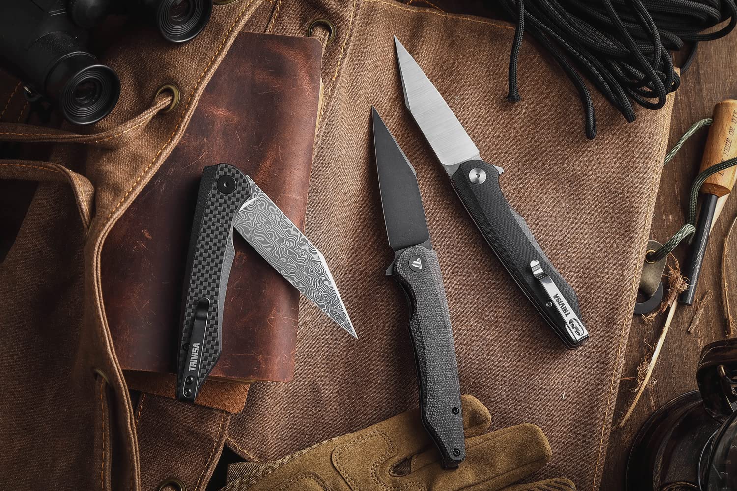 TRIVISA Folding Knife with Flipper Opening For Outdoor,Pocket Clip G10 Handle EDC Hunting Folded Knives for Men,3.7" Sandvik 14C28N Blade,Ball Bearings Pivot,Lynx-03 with Gift Box