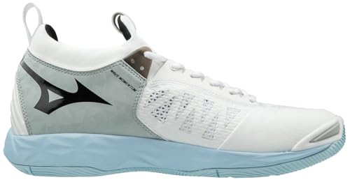 Mizuno Women's Wave Momentum Volleyball Shoe, white-blue, 10.5 B US