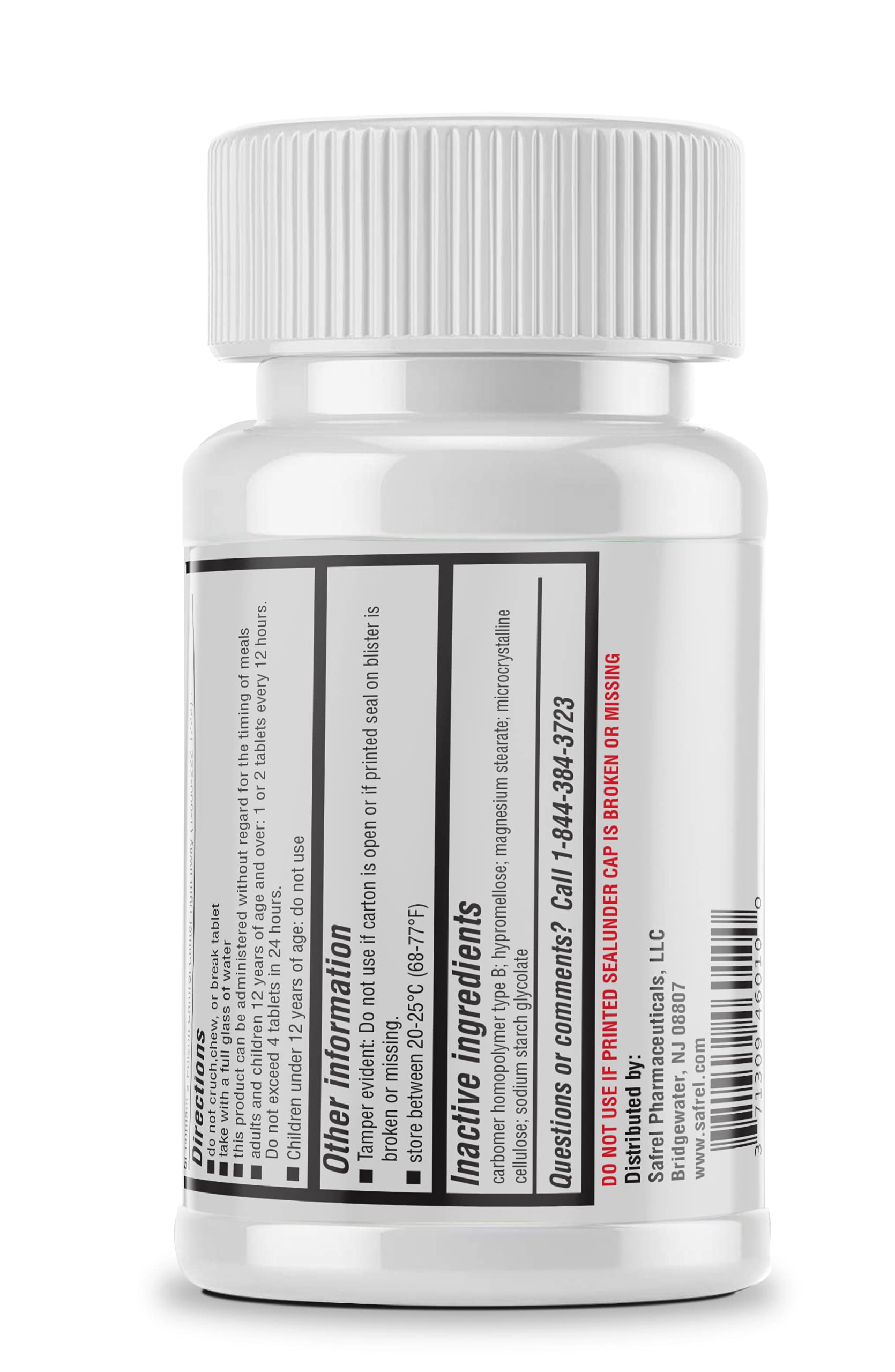 Safrel Mucus Relief Guaifenesin 600mg | 12 Hr Support (100 Count) Extended-Release Tablets | Thins and Loosens Mucus, Relieves Nasal & Chest Congestion | Cough, Cold, Flu Relief | Mucinex Generic