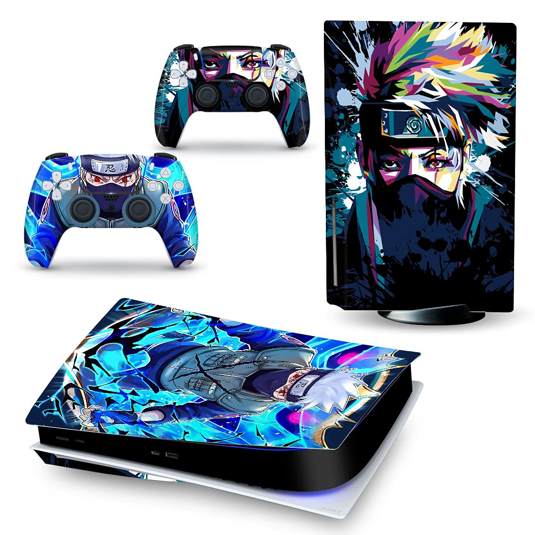 Toxxos PS5 Skin - Disc Edition Anime Console and Controller Accessories Cover Skins PS5 Controller Skin Gift ps5 Skins for Console Full Set Blue PS5 Skin