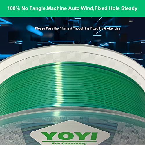 YOYI YOYI PLA Shiny Silk 3D Printer Filament, Multicolor PLA Filament 1.75mm Blue and Green, 3D Printing Filament 1kg Spool (2.2lbs),PLA Blue Green Gradient