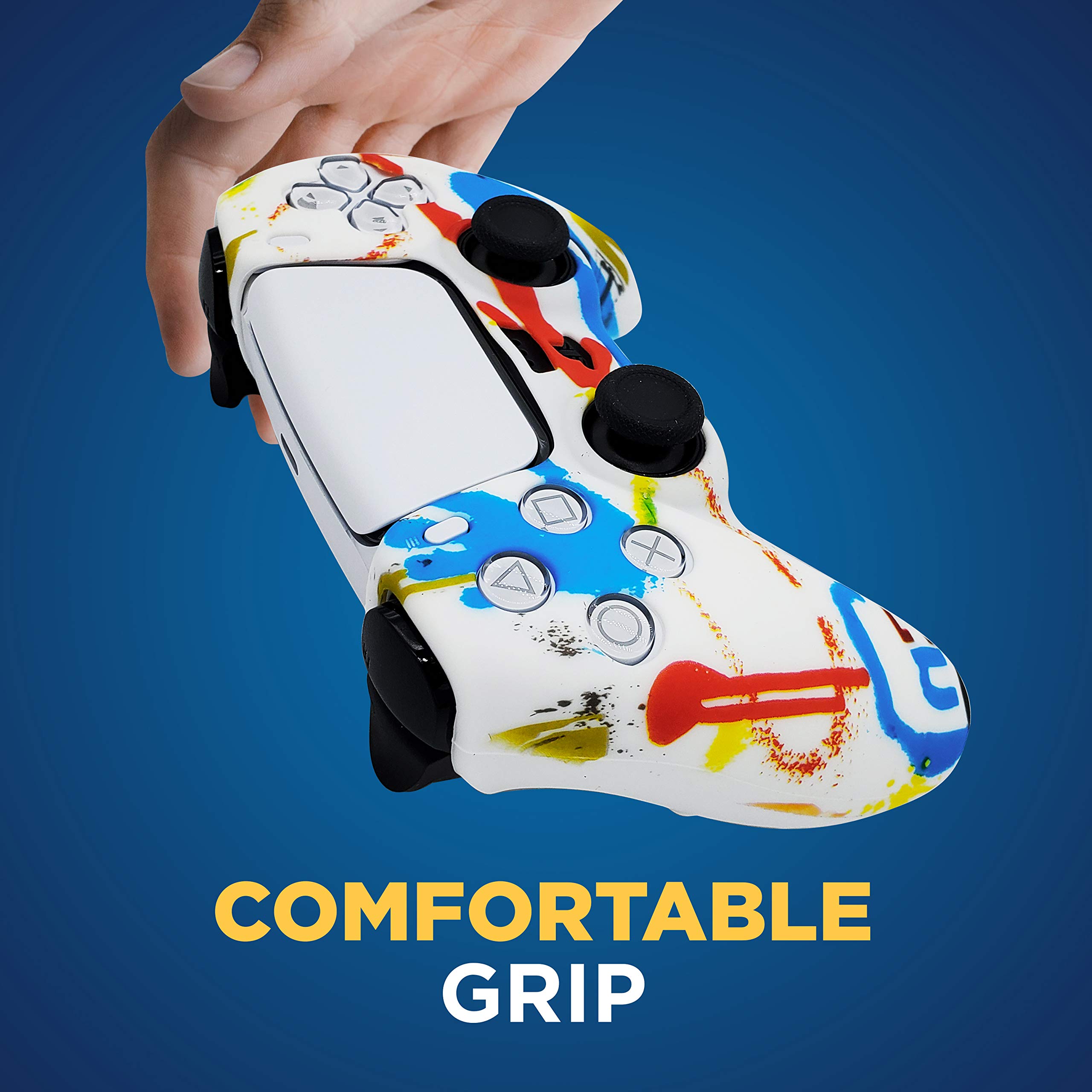 PS5 Silicone Gel Grip Controller Cover Skin Protector (ps5 Dark Strokes) Compatible for Sony Playstation 5, Compatible for Playstation 5 Accessories, Wireless Controller Protector Covers, PS5 Skin