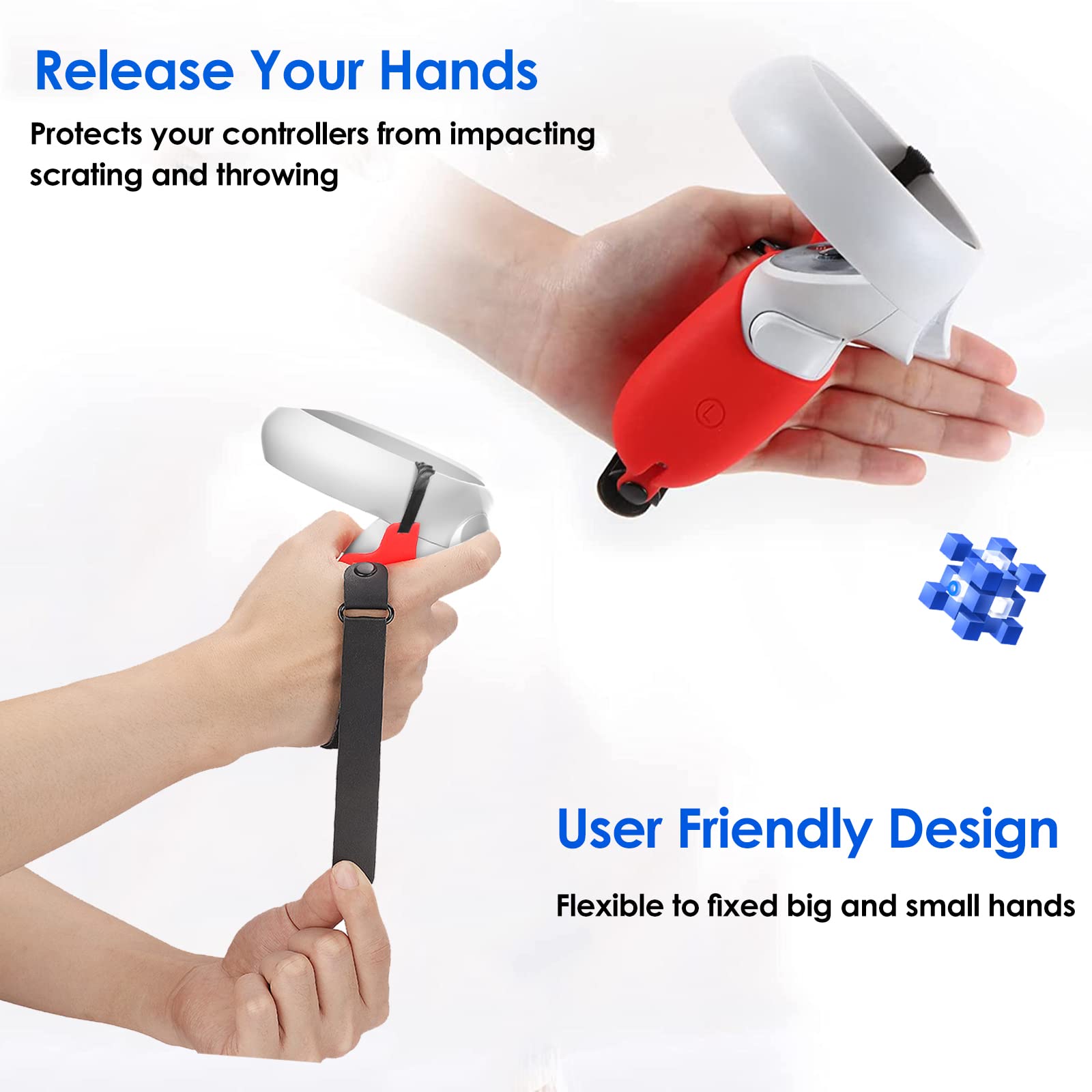 YRXVW Controller Grips Cover for Oculus Quest 2, Silicone Hand Grips Unibody Design with Adjustable Knuckle Strap Accessories Compatible with Quest 2 (Red)