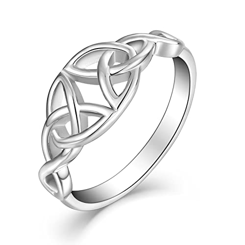 STARCHENIE Celtic Knot Ring for Women 925 Sterling Silver High Polished Eternity Ring Size 8