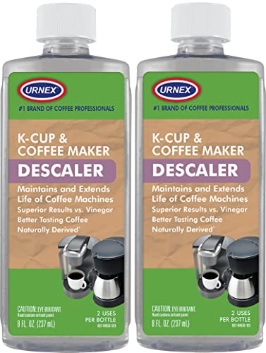 Urnex The Professional Barista's Choice Keurig Compatible Coffee Maker Universal Descaling Solution (2 Pack, 2 Uses Per Bottle)