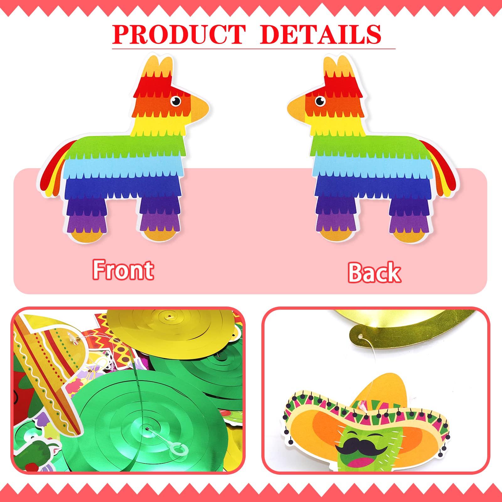 Summer Beach Hanging Swirls, 28Pack Mexican Fiesta Hanging Swirl Decorations, Cinco De Mayo Party Supplies, Taco Twosday Birthday Theme, Taco Party Ceiling Decorations