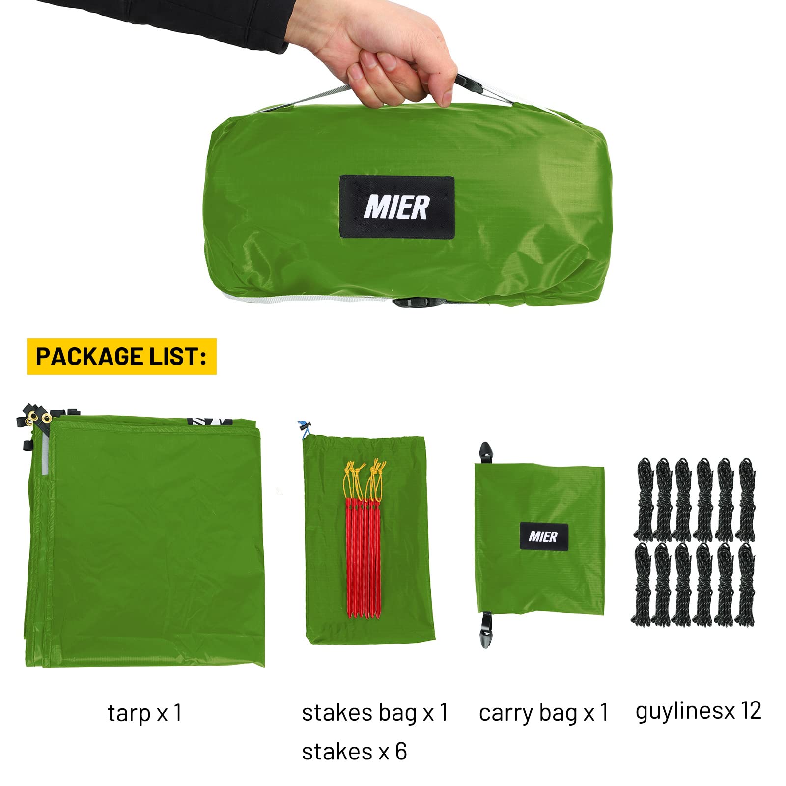 MIER Camping Tent Tarp, Green, XL