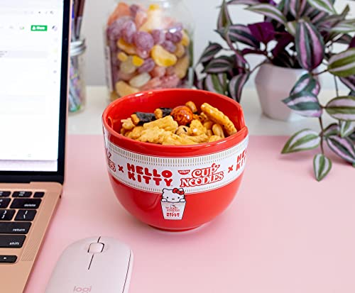 Sanrio Hello Kitty x Nissin Cup Noodles Red Ceramic Ramen Bowl and Chopstick Set