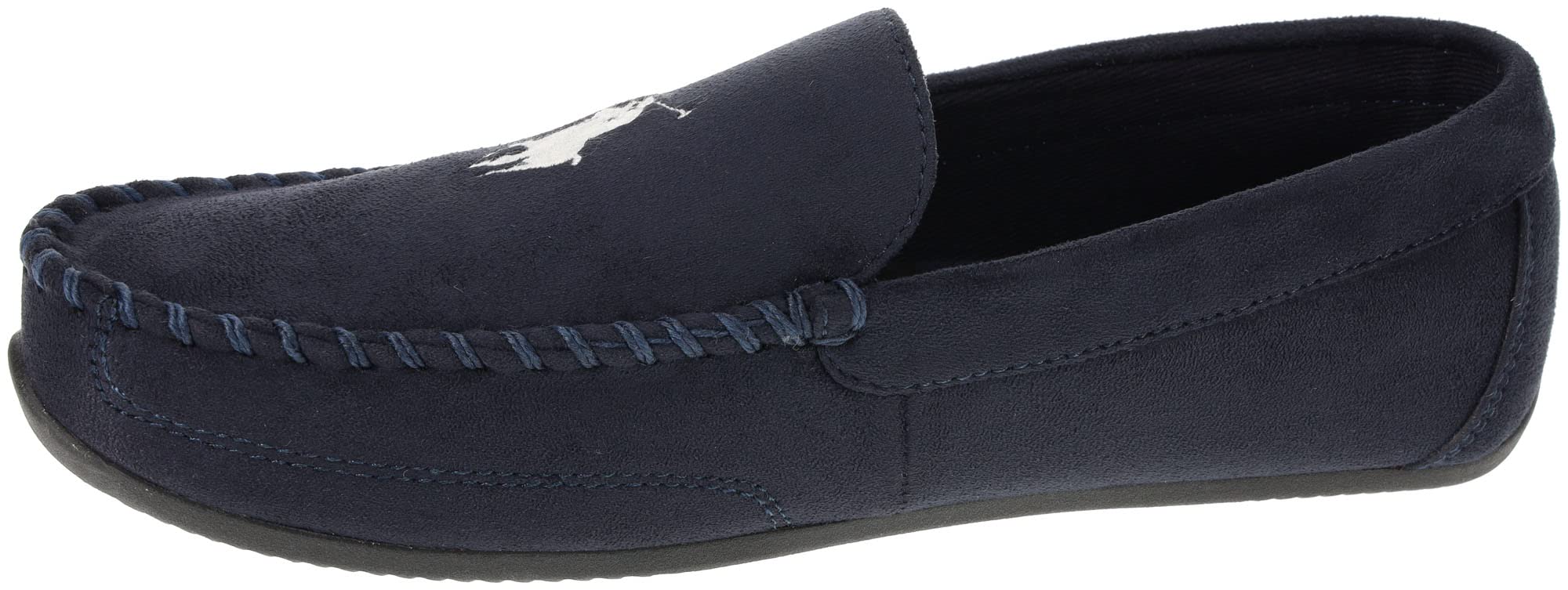 Ralph Lauren Mens' POLO Slipper, Declan Plaid Moccasin House Shoe, Navy, Size 9