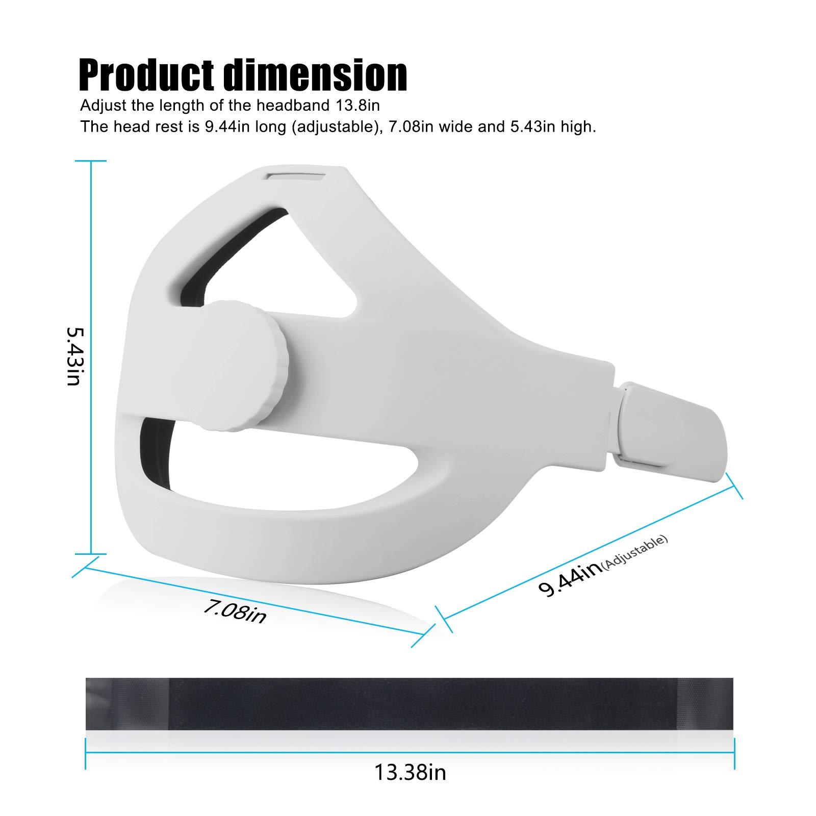 MASiKEN Adjustable Head Strap for Meta/Oculus Quest 2 Headset, Comfort Headband with Foam Cushion, Elite Strap Replacement Reduce Face Pressure, Design Balance Weight (White)