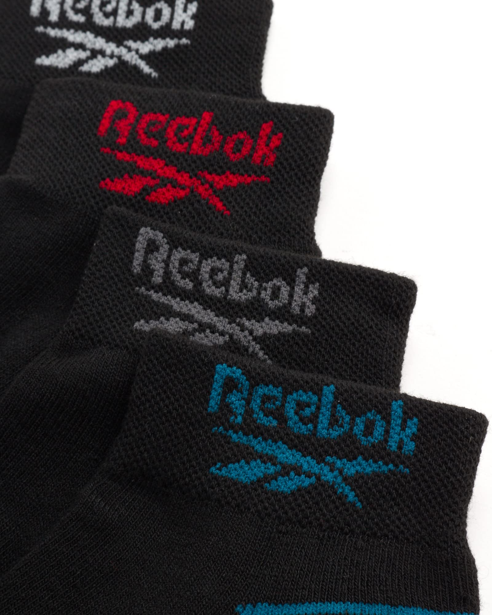 Reebok Boys' Quarter Socks - 6 Pack Stretch Performance Quarter Cut Arch Support Socks - Cushioned Athletic Socks for Boys, Size Medium, Formal Black