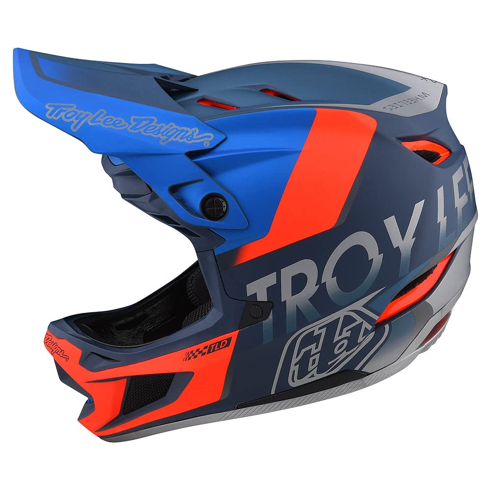 Troy Lee Designs D4 Composite Full-Face Bicycle Helmet. Max Ventilation Lightweight MIPS EPP EPS Racing Downhill DH BMX MTB Bicycling Cycling - Adult Men Women - Qualifier Slate/Red, Medium