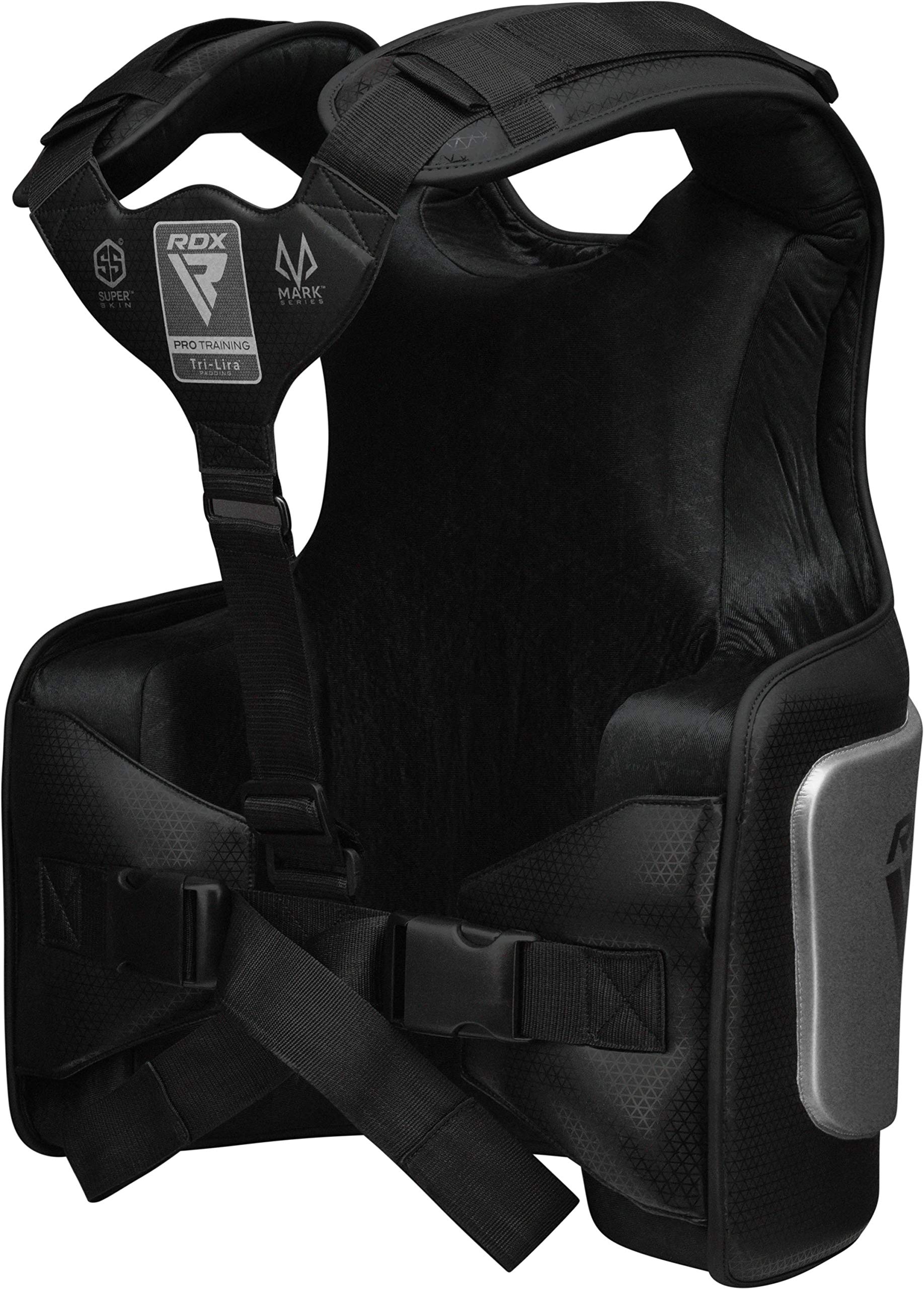 RDX Chest Guard Boxing MMA Training, Maya Hide Leather Mark Pro TRI-Lira Padded Adjustable Body Protector, Muay Thai Martial Arts Sparring Coaching Rib Shield Armour, Kickboxing Taekwondo BJJ Karate