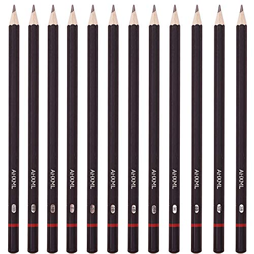 Professional Drawing Sketch Pencils Set, 12 Pieces Drawing Pencils, 8B,7B, 6B, 5B, 4B, 3B, 2B, B, HB, F, H, 2H Graphite Pencils, Ideal for Drawing Art, Sketching