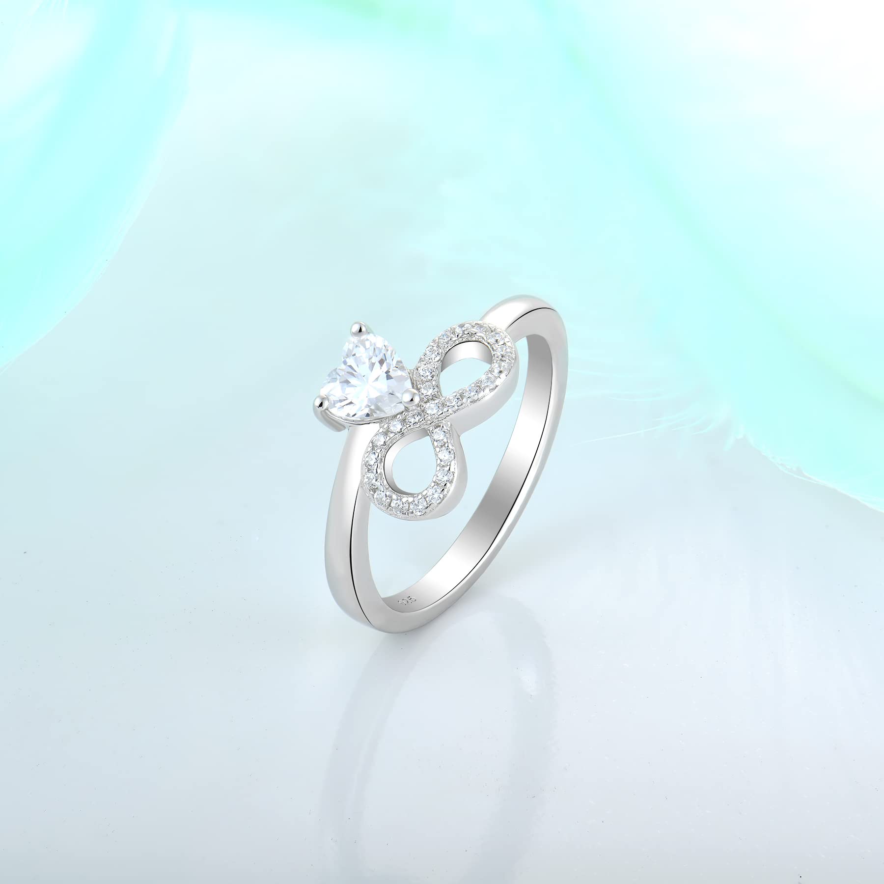 STARCHENIE Infinity Promise Ring for Women 925 Sterling Silver Heart Engagement Wedding Band Anniversary Jewelry Size 10
