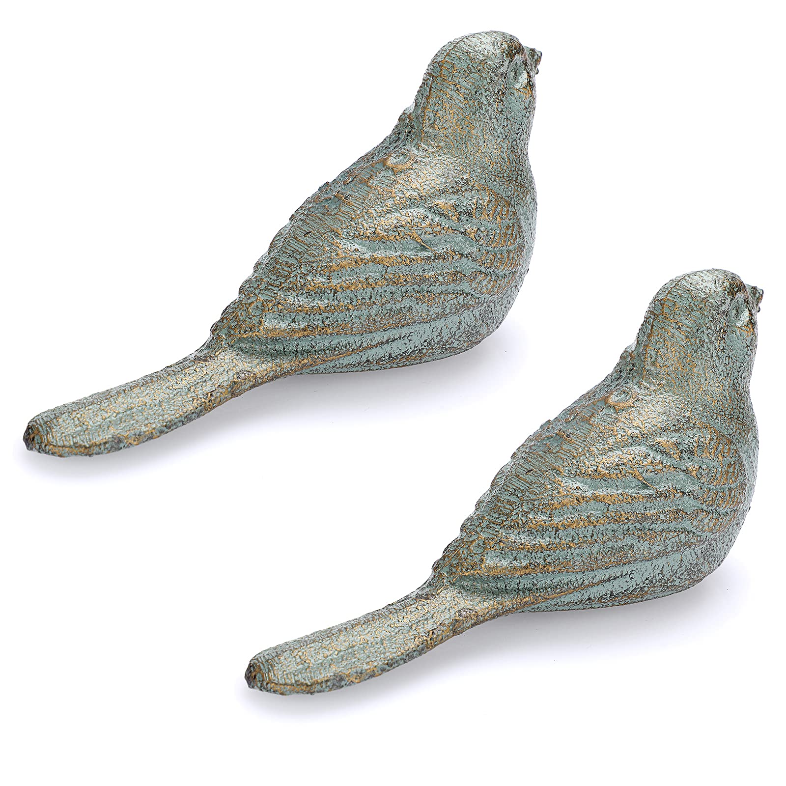 Sumnacon 2Pcs Cast Iron Bird Door Stops - Decorative Rustic Door Stoppers Avoid Drilling Holes, Vintage Iron Door Wedges on Floor Surface for Home Office Commercial Industrial, Gold Green