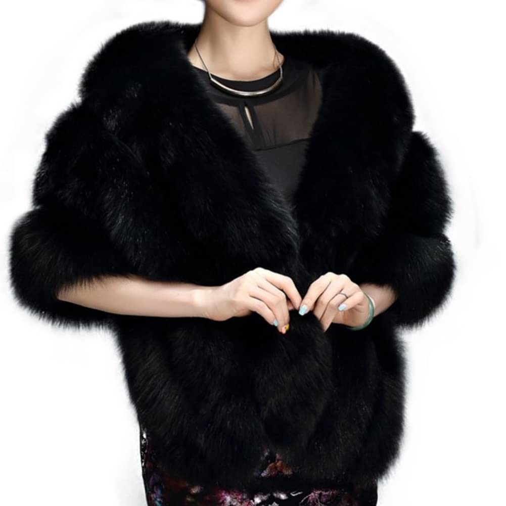 Shawls and Wraps for Evening Dresses Bridal Faux Fur Shawl Wrap Cape for Wedding Party Bridesmaids Winter