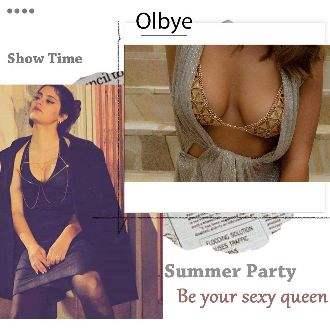 Olbye Shoulder Chain Layering Tassels Link Harness Necklace Silver Shoulder Harness Chain Wrap Summer Beach Sexy Body Jewelry for Women