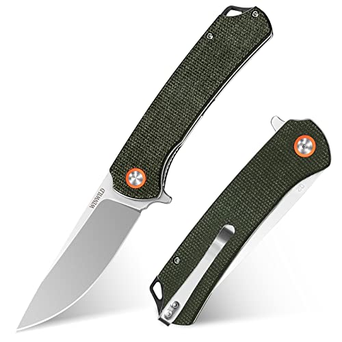 WINWILD Folding Pocket Knife, D2 Blade Micarta Handle,Good for Outdoor Camping Hunting Hiking Survival Indoor and Outdoor Activities Mens Gift