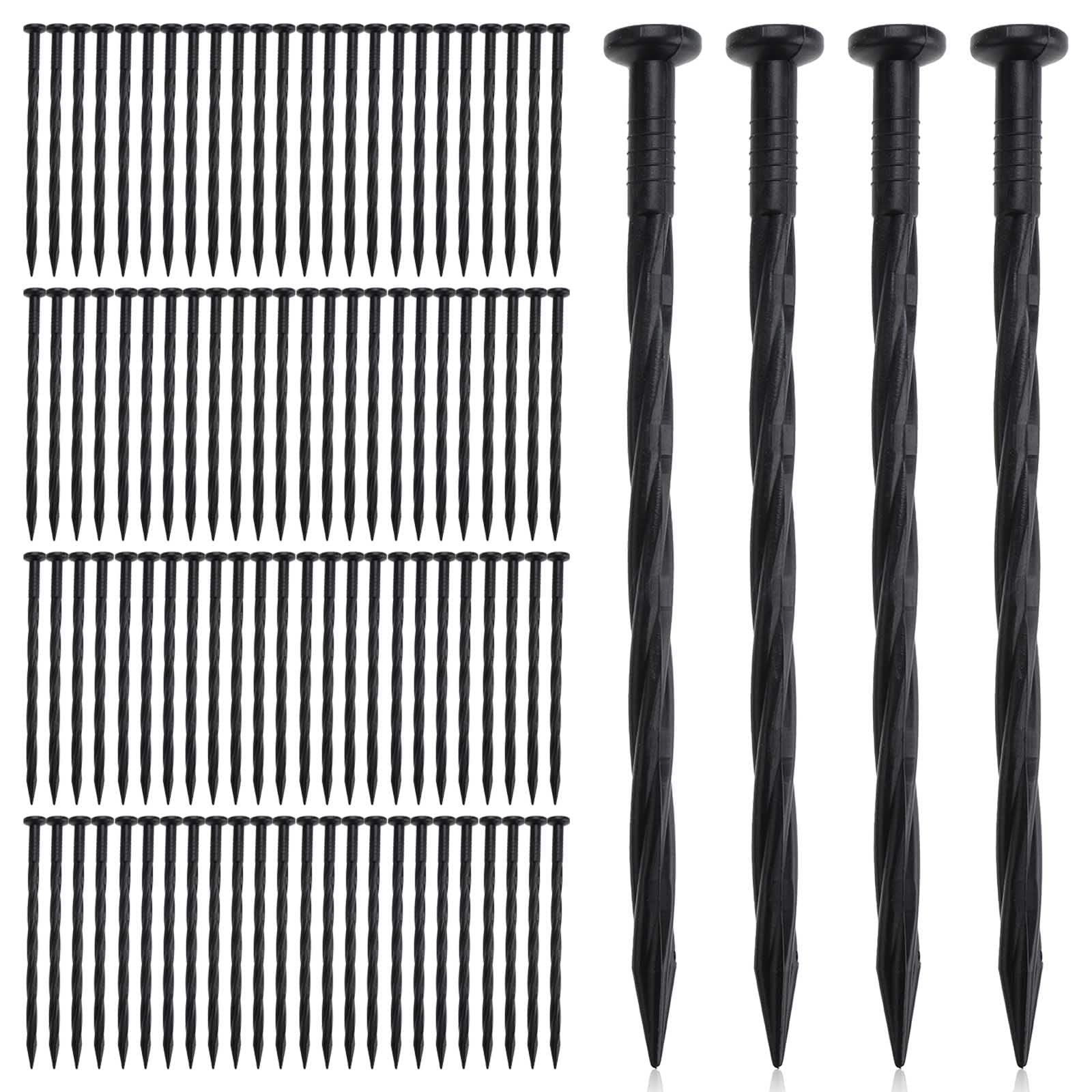 SanSanYa 100pcs Landscape Anchoring Spikes Plastic Edging Nails 8 inch Spiral Landscape Edging Anchoring Spikes Garden Anchoring Spikes for Weed Barrier Landscaping Paver Edging
