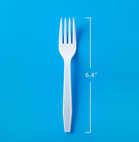 Member''s Mark Heavyweight White Plastic disposable (Spoons , Forks ,Knives) Great for home, office and picnics (Forks)