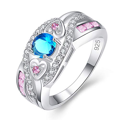 Psiroy 925 Sterling Silver Created Blue Topaz Filled Twisted Wedding Ring Band Size 10