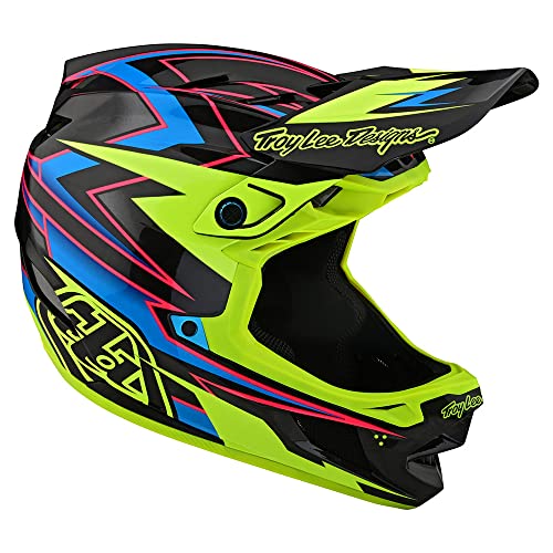 Troy Lee Designs D4 Carbon Full Face Bicycle Helmet for Max Ventilation Lightweight MIPS EPP EPS Racing Downhill DH BMX MTB - Adult Men Women (Black/Flo Yellow, Medium)
