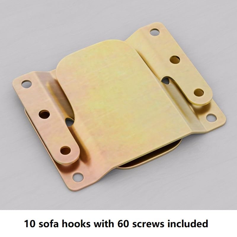 Ptazucv 10 Universal Segmented Sofa Interlocking Metal Sofa connectors, Furniture Segmented connectors, Segmented Sofa Clips, Sofa Replacement Parts, Sofa Connector Brackets with 60 Screws