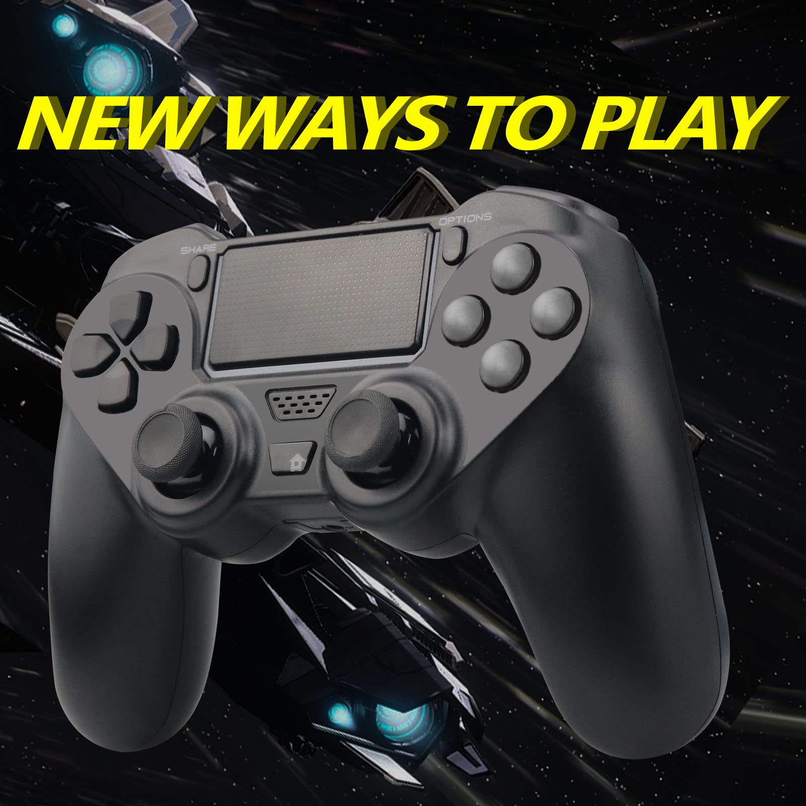 YsoKK Wireless Controller Compatible with PS4/Slim/Pro with Dual Vibration/6-Axis Motion Sensor/Audio Function(Black)