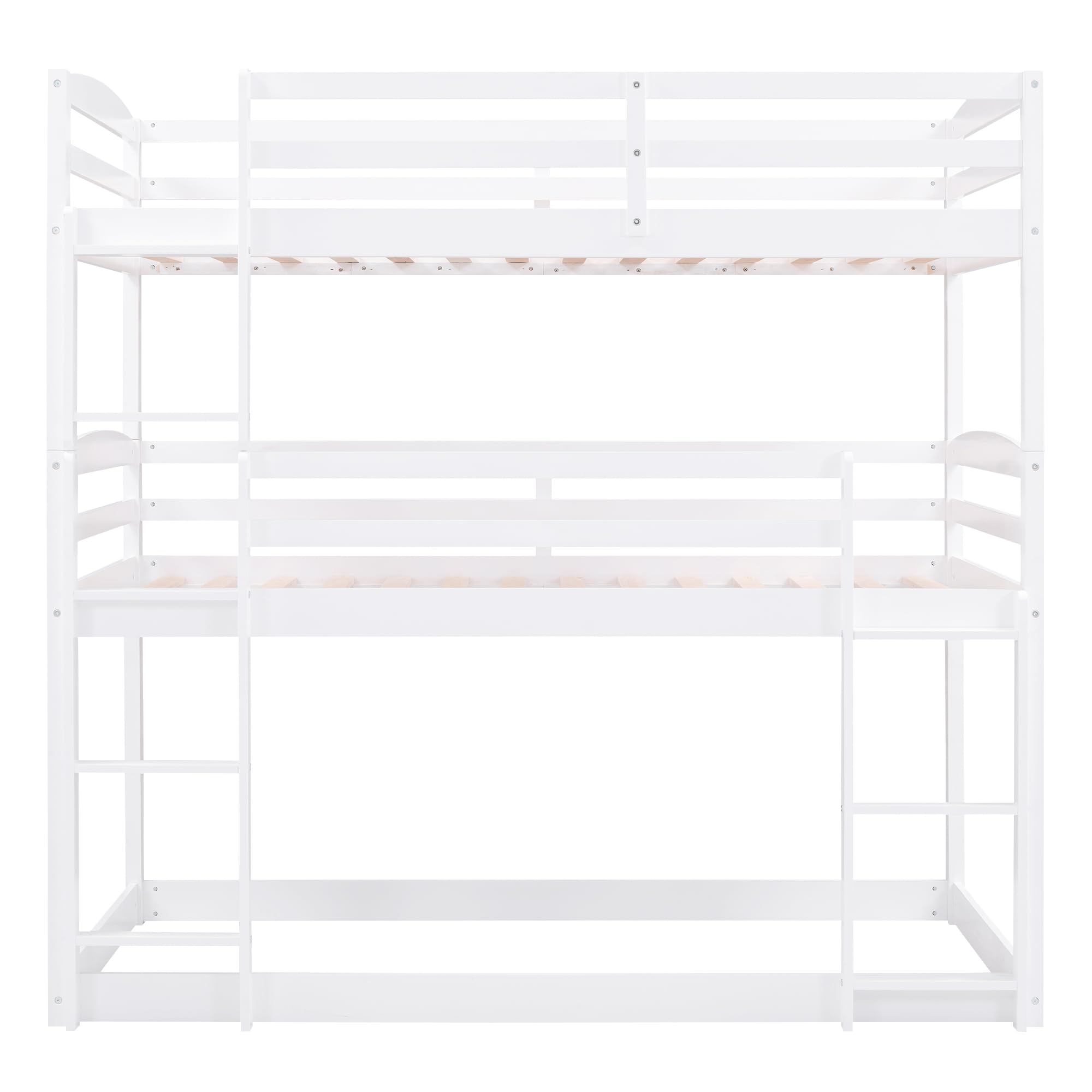 Merax Twin Triple Bunk Bed with Ladders, No Box Spring Needed,for Bedroom and Guestroom, Easily Convertible into One Twin Bed and One Twin over Twin Loft Bed, White