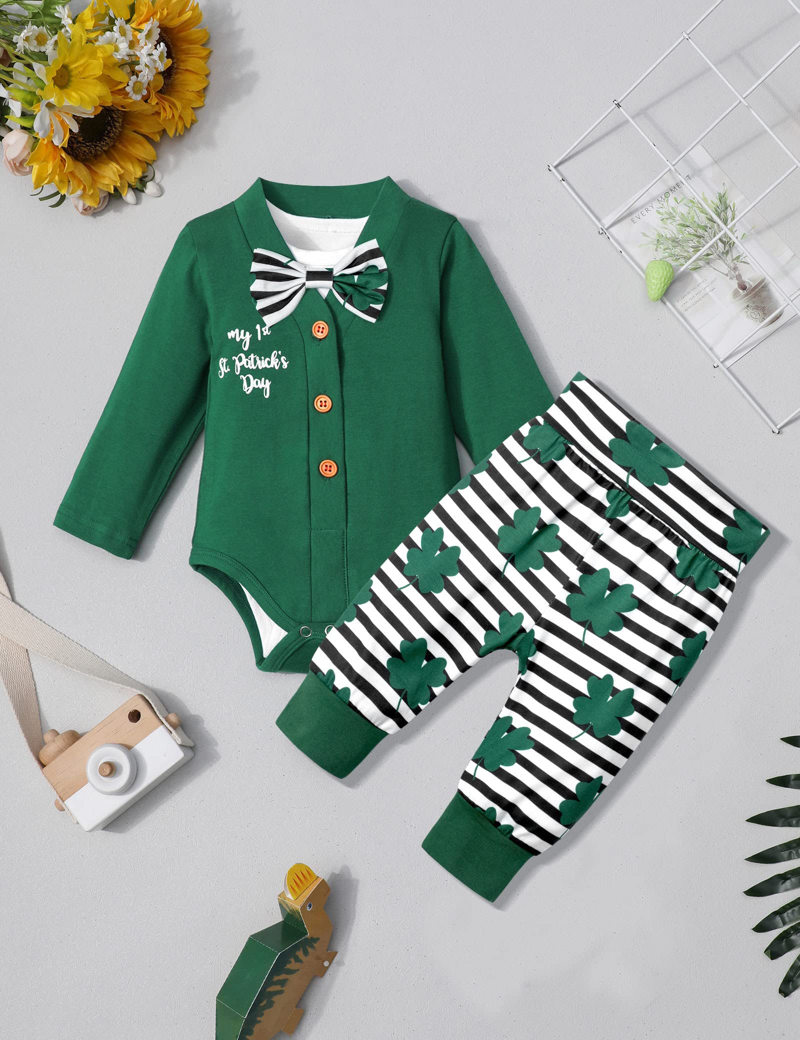 WIQI my first St. Patrick's Day baby boy outfit white short sleeve shirt trousers St. Patrick's Day baby boy clothes