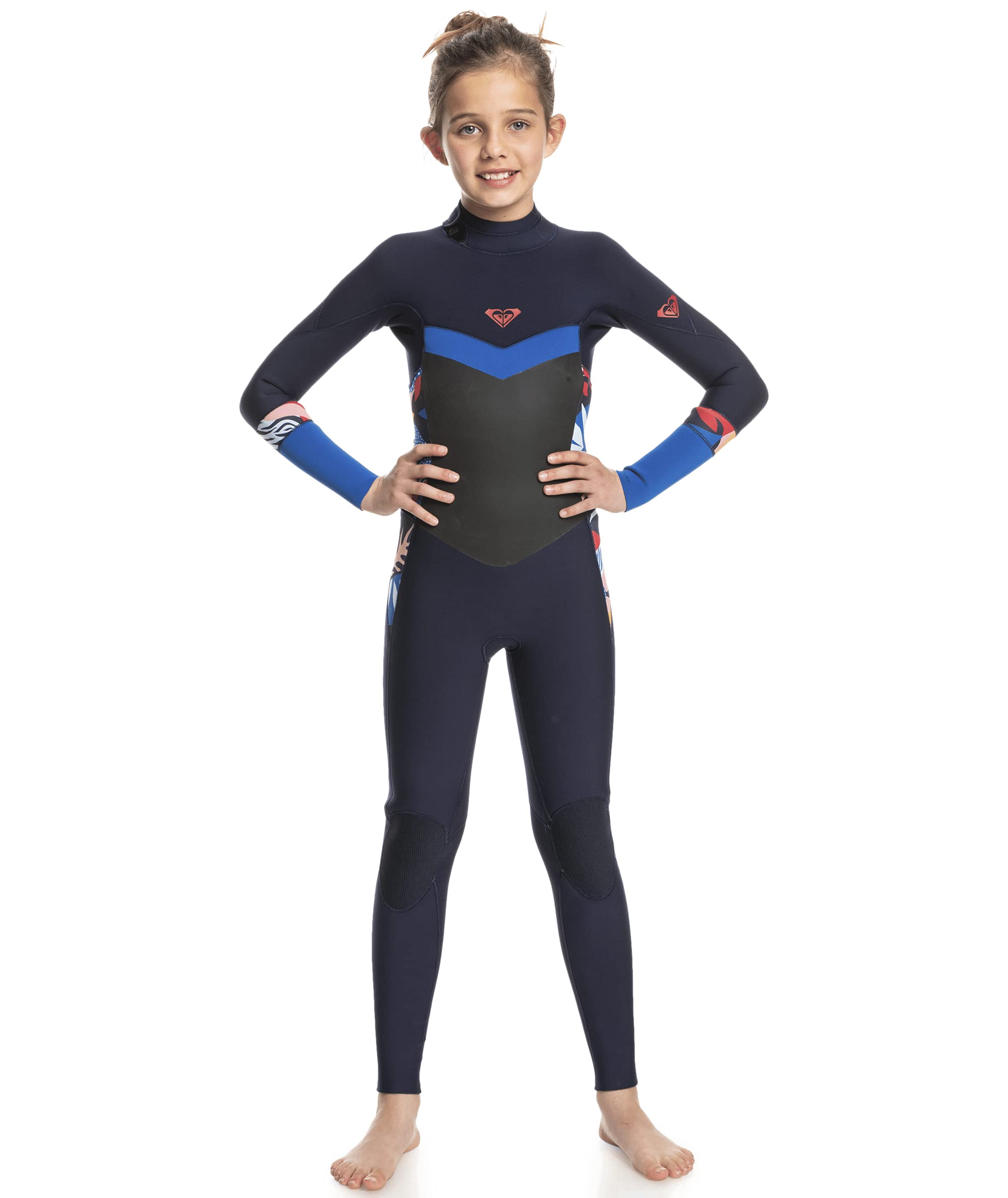 Roxy Girls 3/2 Syncro Girl Back Zip GBS Wetsuit - Black/Pale Coral/Butter | 14G