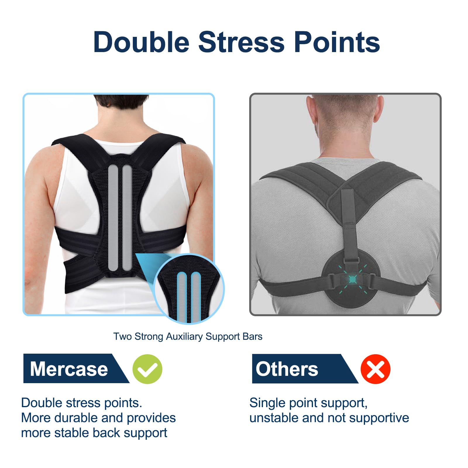 Mercase Posture Corrector for Men and Women, Posture Brace for Back,Shoulders,Hunchback Scoliosis Correction, Adjustable and Comfortable, Large(32-39 inches)