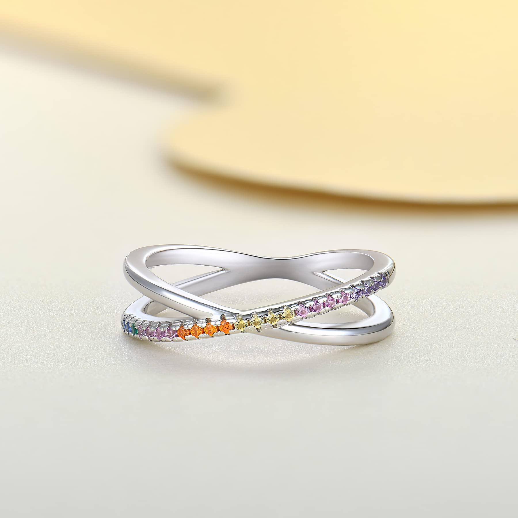 STARCHENIE X Ring Sterling Silver Rings for Women X Criss Cross Wrap Ring Cubic Zirconia Rings
