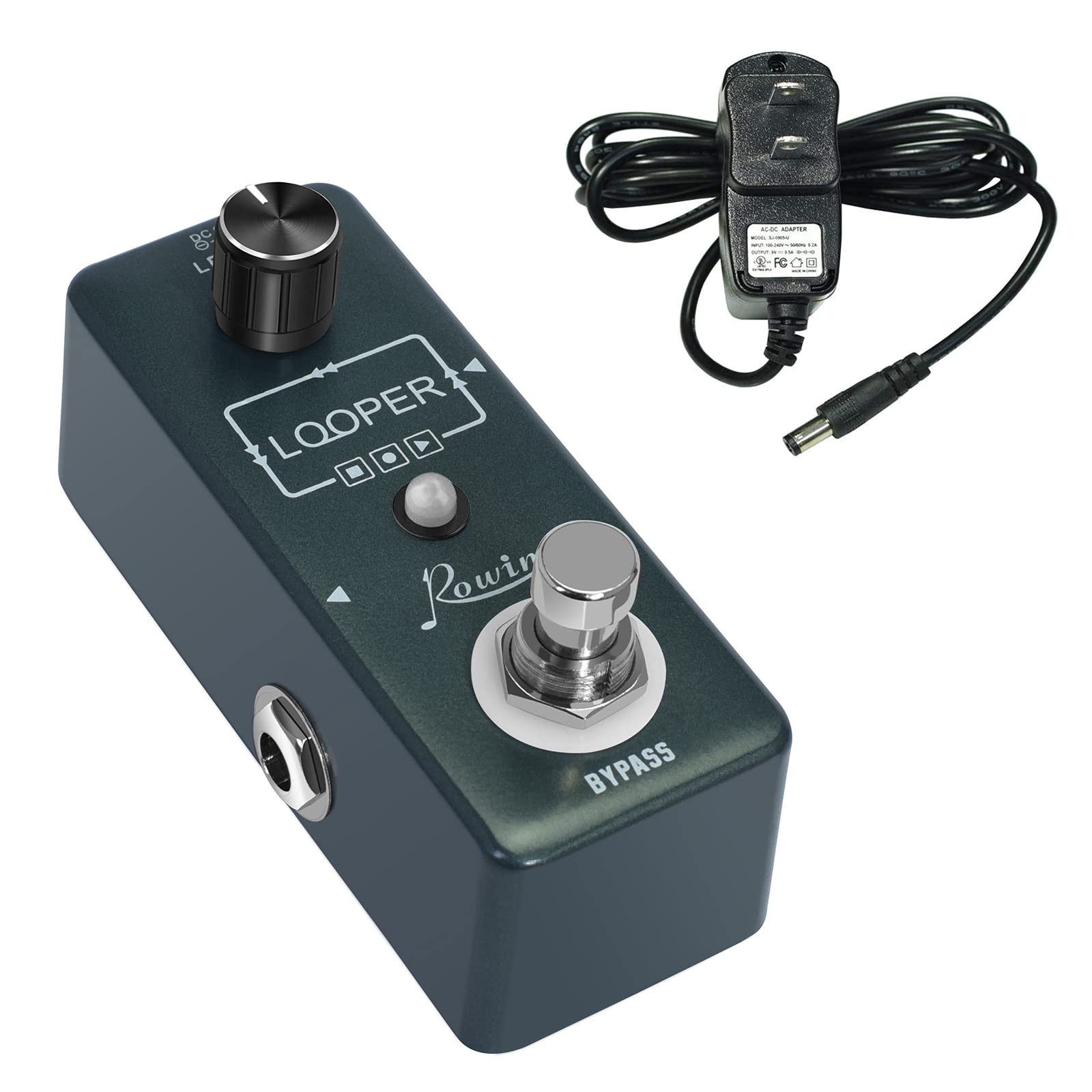 Rowin Looper Guitar Pedal Unlimited Overdubs 10 Minutes of Looping with 9V DC 1A Pedal Power Supply
