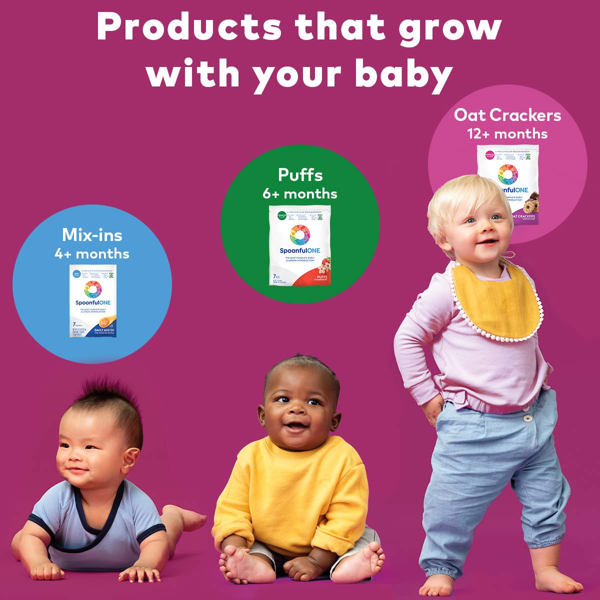 SpoonfulONE Food Allergen Introduction Mix-Ins | Smart Feeding for an Infant or Baby 4+ Months | Certified Organic (30 Day Supply)