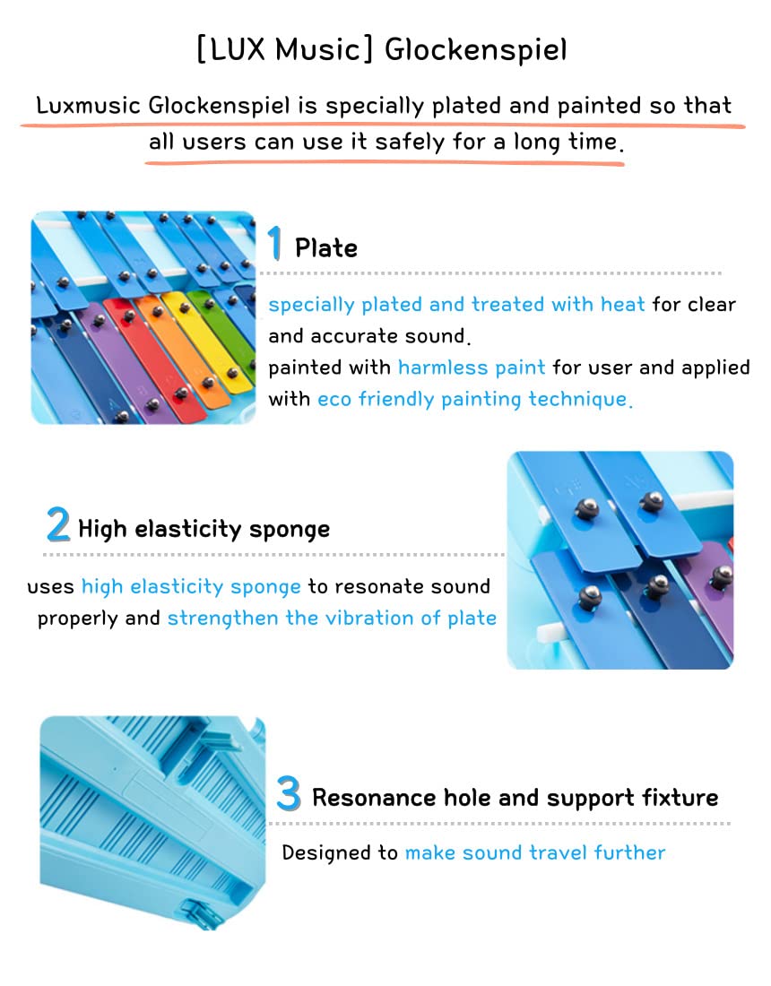 RAONZENA Professional Xylophone 25note, Glockenspiel,Xylophone for kids,Xylophone for gift,Glockenspiel that learns the basics of music (8note rainbow)