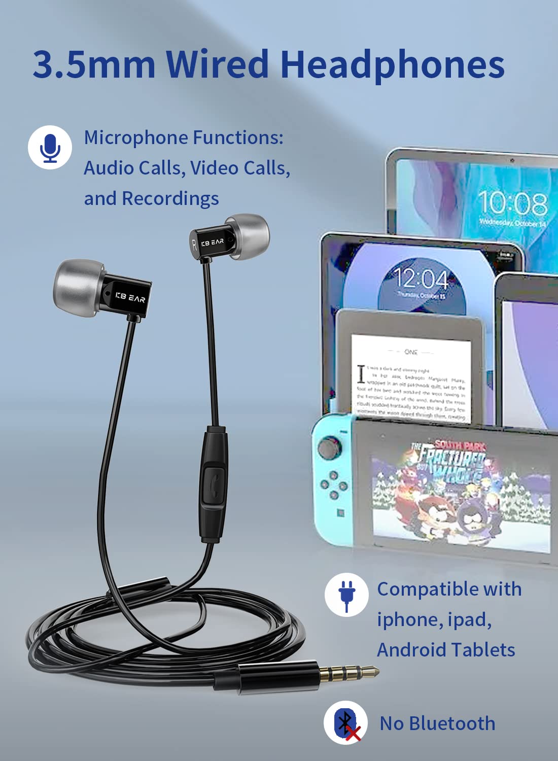 Wired Earbud with Microphone, Kbear Dumpling HD Calling Earphones in-Ear Computer Headphones, Earbuds for Small Ears CNC Metal Earphones, Compatible with iPhone iPad Android
