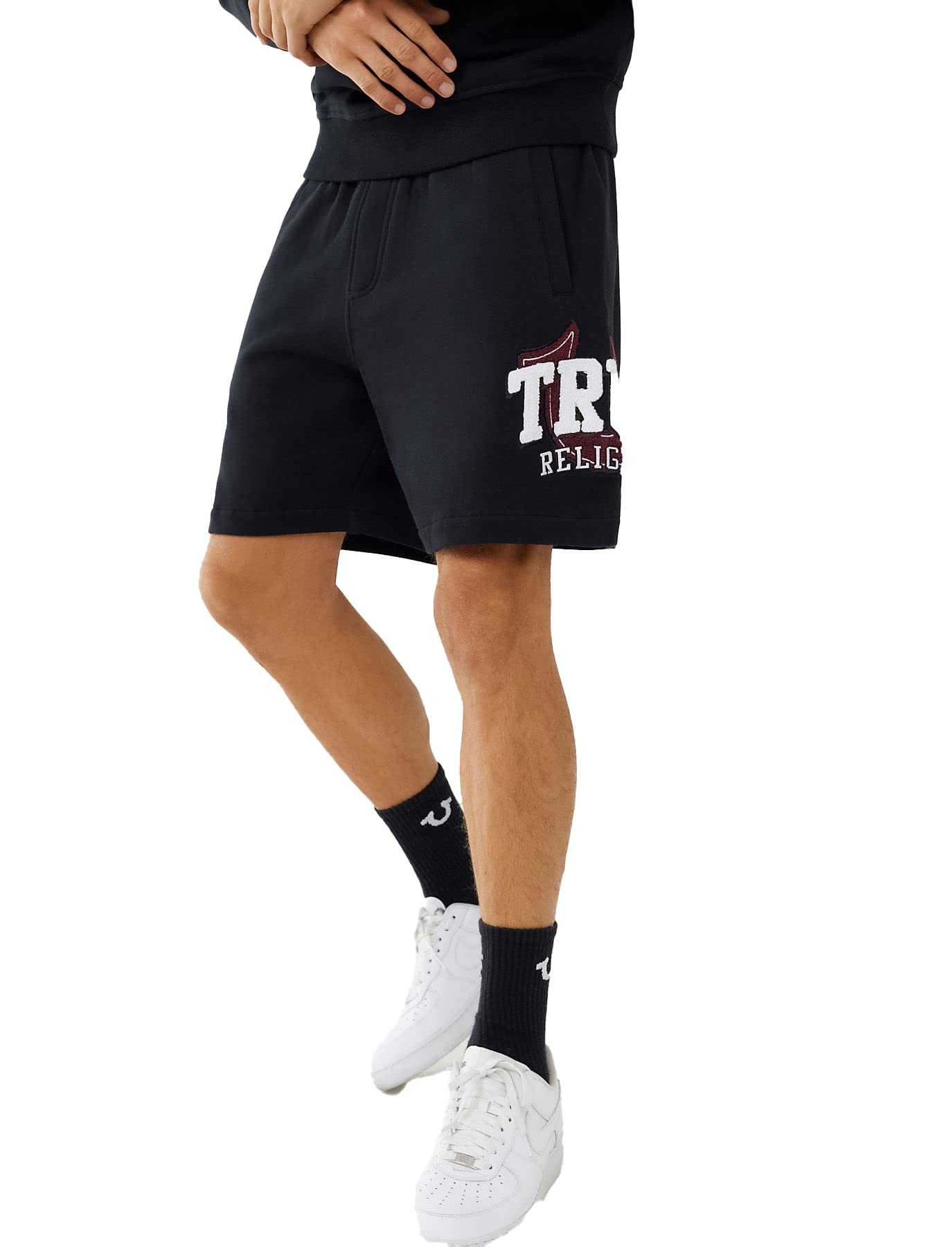 True Religion Men's Relaxed Jogger Short, Jet Black, L