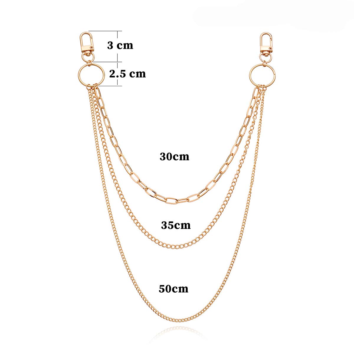 Plzoslly 2 Pieces Belt Chains Jeans Chains for Men Women, Stainless Steel Wallet Chain Hip Hop Pants Chain Pocket Chain for Wallet, Jeans Pants, Belt, Handbag