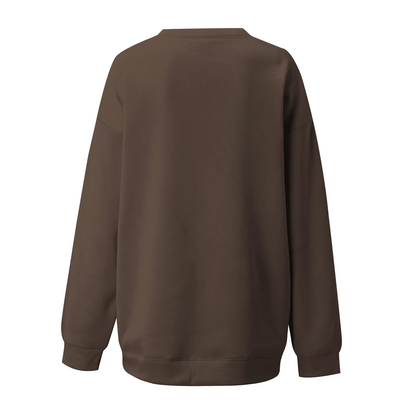 Swrowesi Women's Valentine's Day Love Long Sleeve Sweatshirt Round Neck Drop Shoulder Loose Pullover Tops