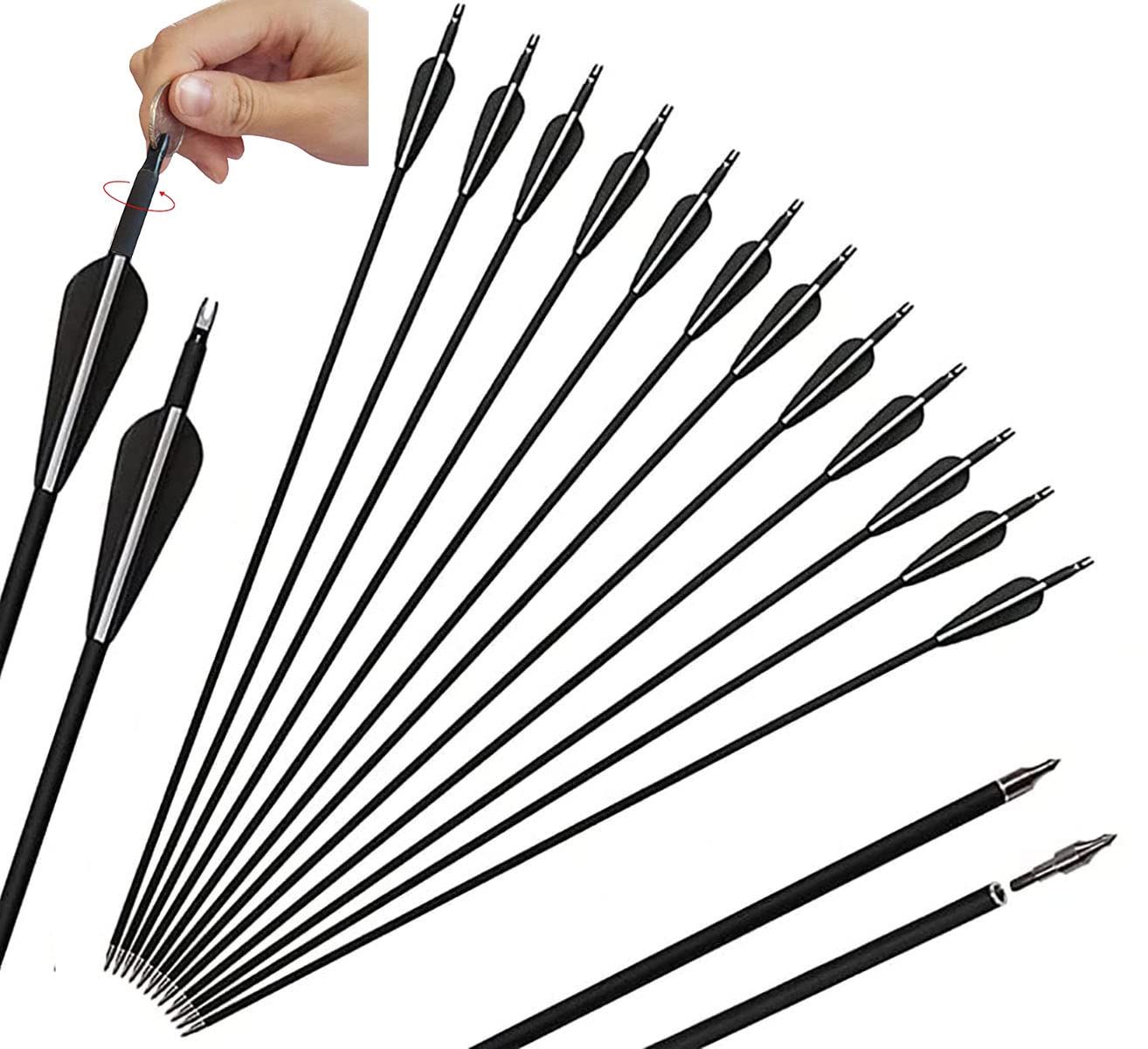 Vogbel 60'' Archery Bow and Arrows Set for Adults Black Hunter Takedown Recurve Bow Survival Bow Hunting Longbow Bamboo Core Limbs for Right Handed Shooters Target Shooting Practice(50lb),Grey