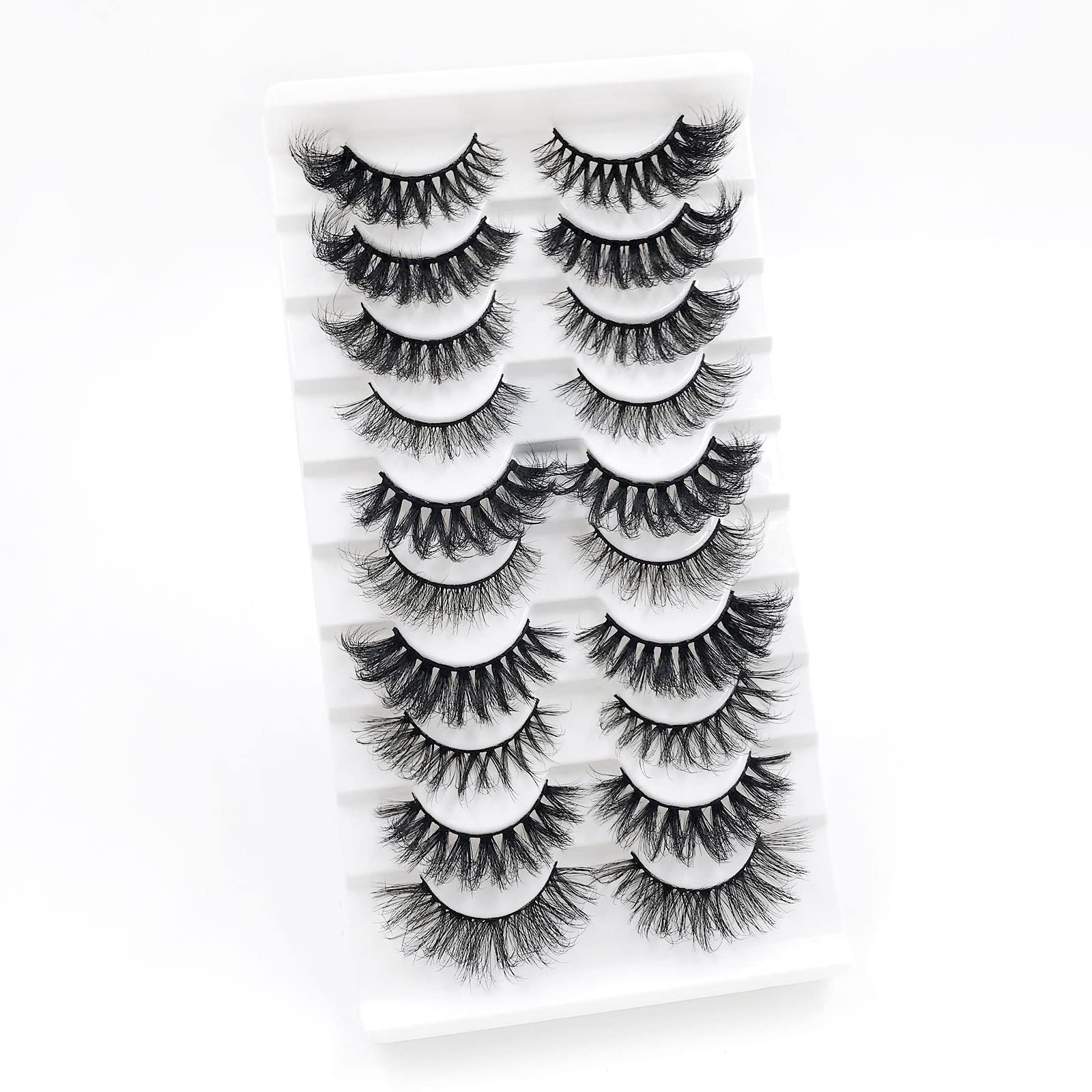 YUANBAO 10 Pairs Eyelashes Natural Look 3D Fake Eyelashes 10 Styles False Eyelashes 100% Handmade Long Cat Eye Lashes Dramatic Lashes Pack Reusable Natural Lashes Soft Fluffy Eye Lashes Fake Eye Lash Multipack (Mix)