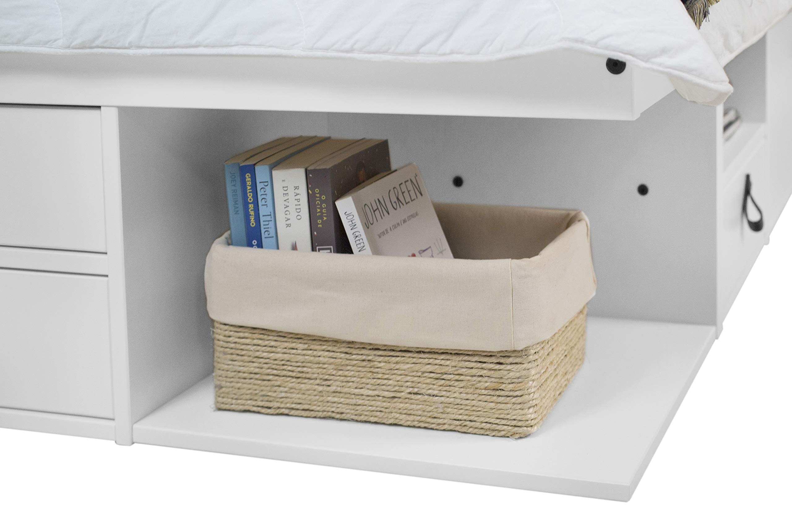 memomad Bali Storage Platform Bed with Drawers (Queen Size, Off White)