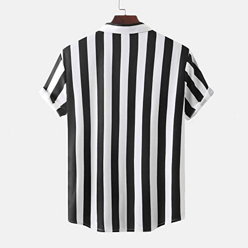 YYQXIiyty Men's Slim-Fit Blouses V-Neck Casual Formal Beach Dress Shirts Short Sleeve Button Down Open Front Shirts Black