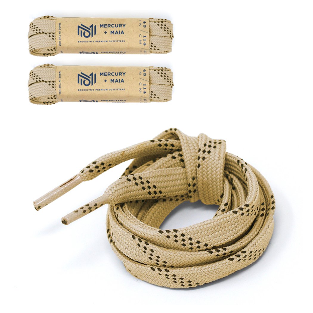 Mercury + Maia Kevlar Flat Shoe Laces (1 Pair) Kevlar Shoe Laces - USA MADE (54, SAND-BLACK)