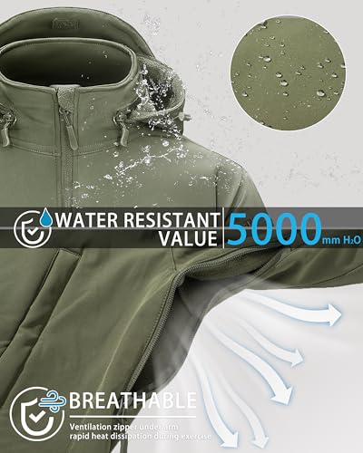 Mens Waterproof Jacket Mens Winter Coat Windproof Jacket Tactical Jackets Rain Jacket Winter Jacket Softshell Jacket for Men Grey XL