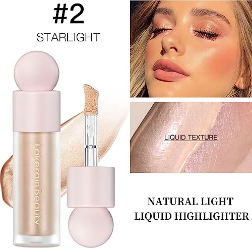 Rose Gold Liquid Illuminator For Face, Glow Highlighter Maekup, Waterproof Cream Liquid Luminizer, Lightweight Liquid Highlighter Stick, Moisturizing Body Glitter, Shimmer Body Highlighter For Cheek Eyes Lips Legs